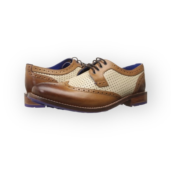 Ted Baker London | Shoes | Ted Baker Two Tone Oxford Wingtip Brogue Dress Shoes Tan Ivory Mens 8 ...